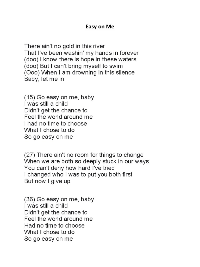 Easy On Me Lyrics | PDF | Self-Improvement | Religion & Spirituality