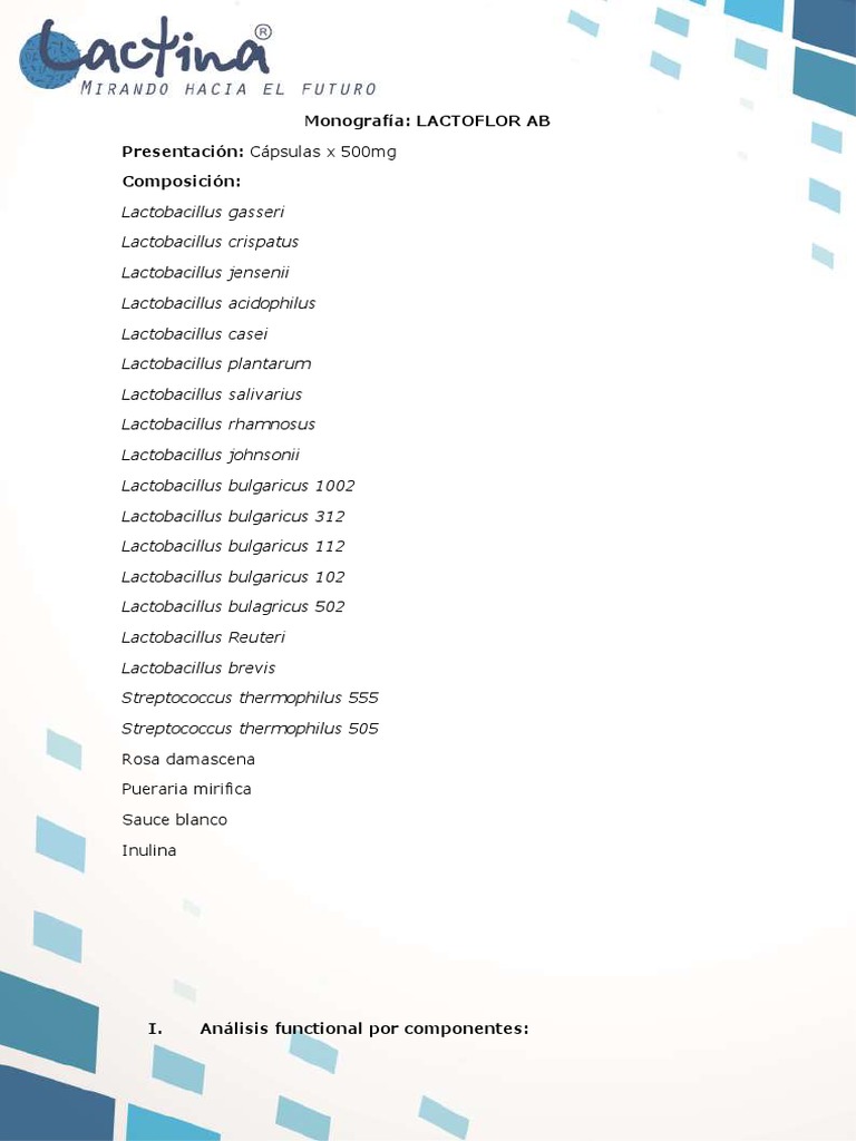 Lactoflor Ab Monografía | PDF | Especialidades Medicas | Medicina CLINICA