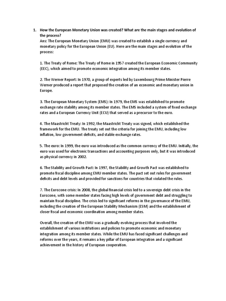 How The European Monetary Union Was Created? What Are The Main Stages ...