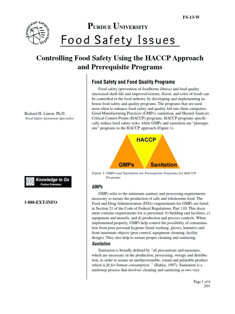 Food Safety Issues: Controlling Food Safety Using The HACCP Approach ...