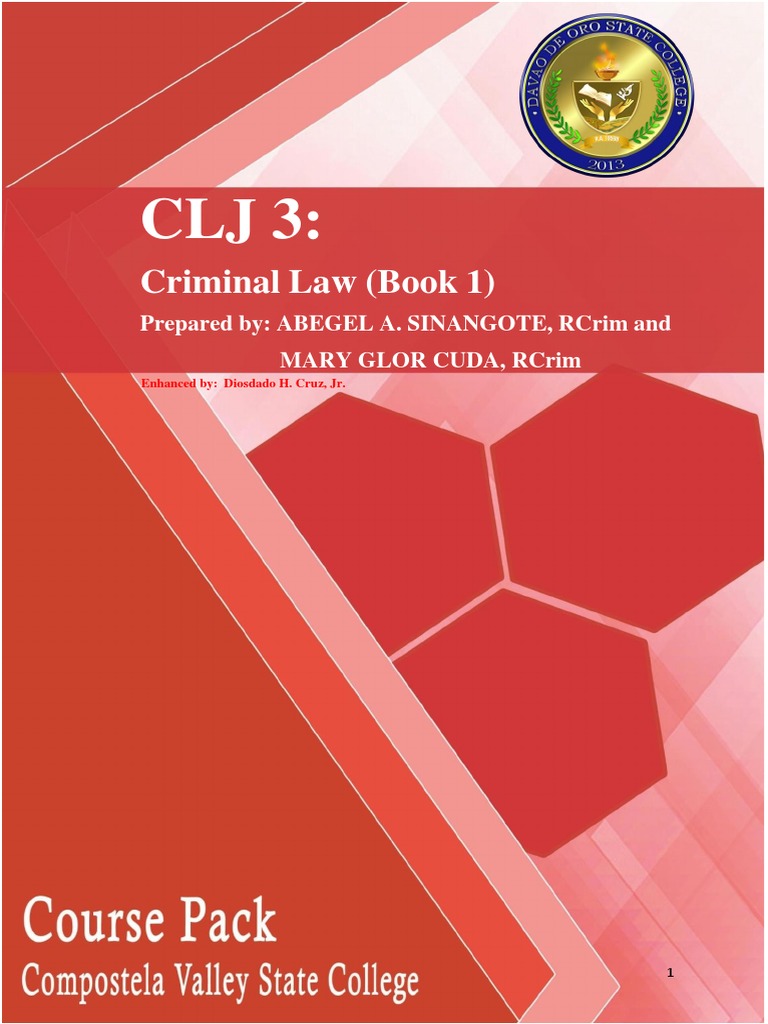 CJL 3 Criminal Law Book 1 Course Pack | PDF | Social Science
