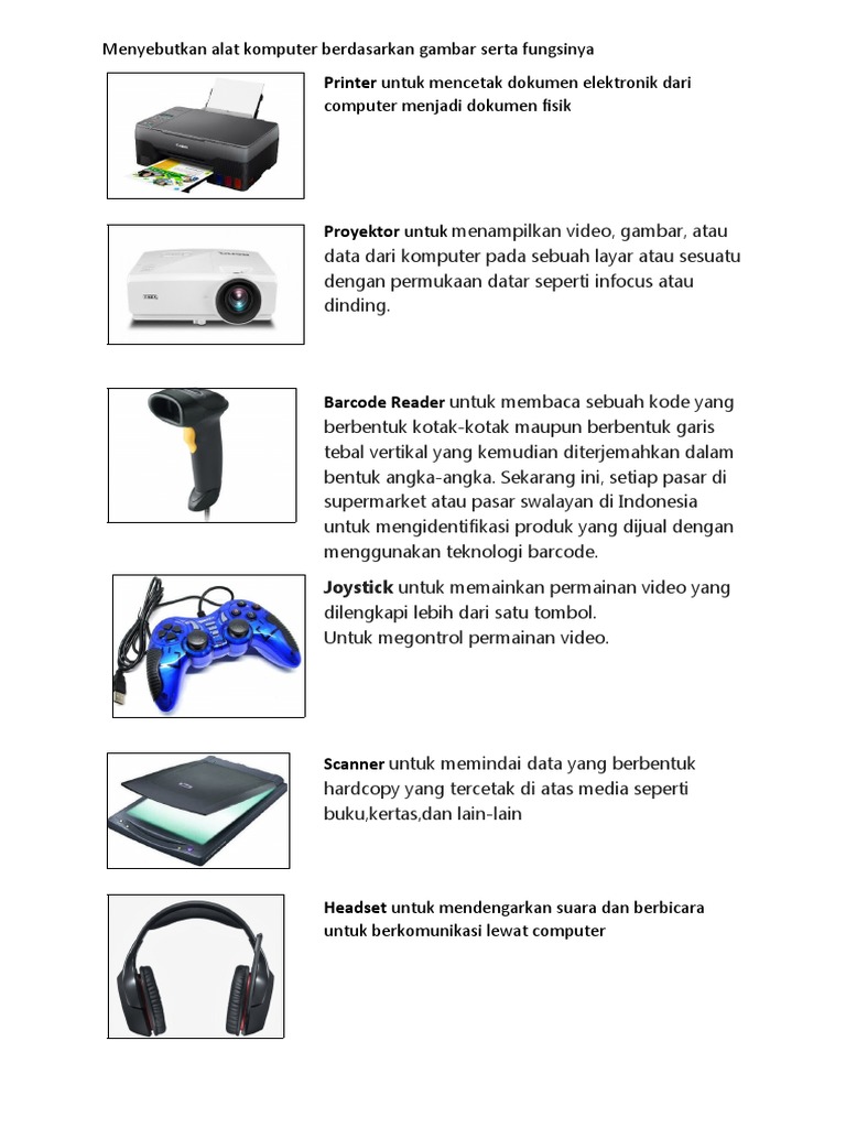 Alat Komputer Berdasarkan Gambar Serta Fungsinya | PDF | Game ...