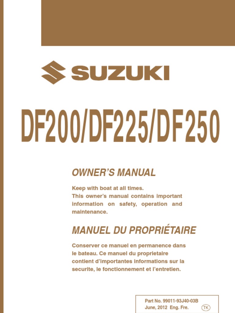 Suzuki DF200 Outboard Owner's Manual | PDF | Motor Oil | Gasoline