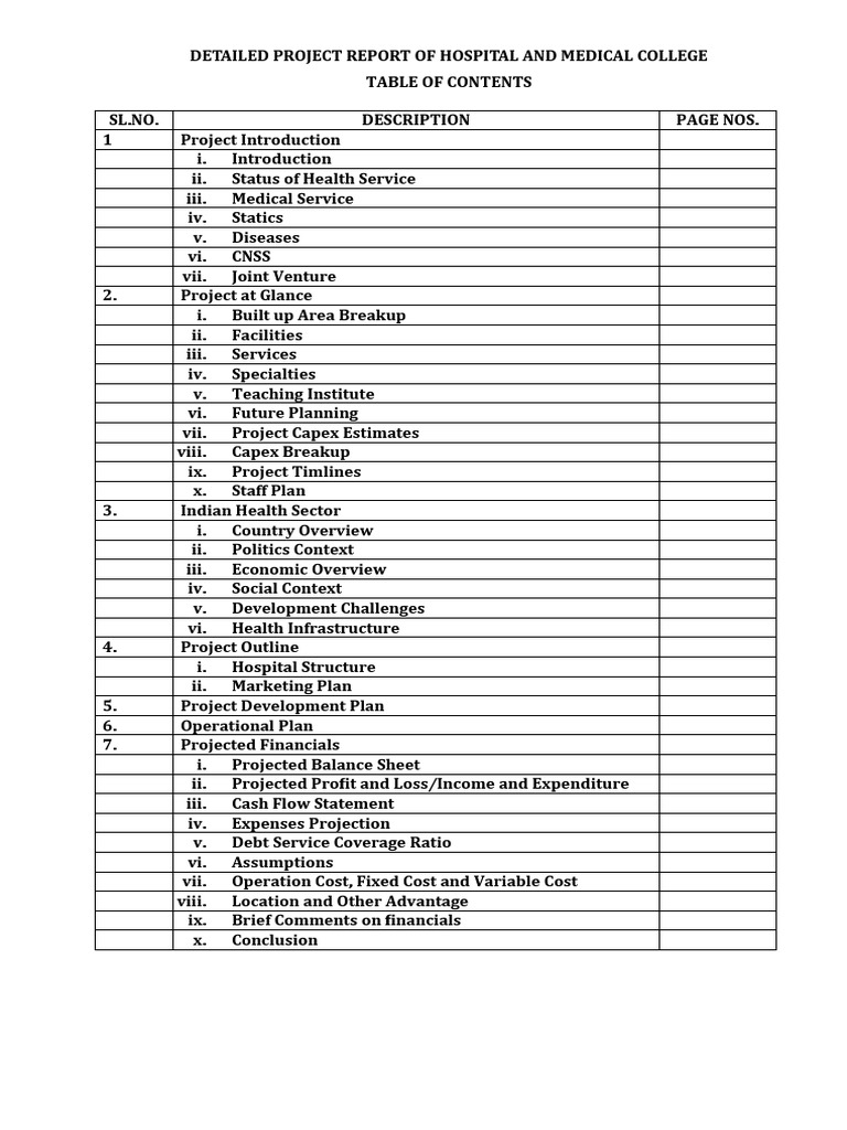 Hospital and Medical College Project Report | PDF | Finance & Money ...