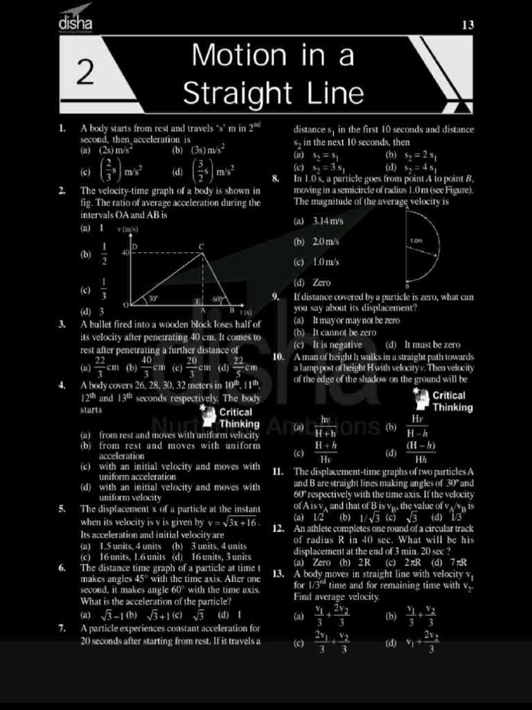 Motion in A Straight Line | PDF | Acceleration | Velocity