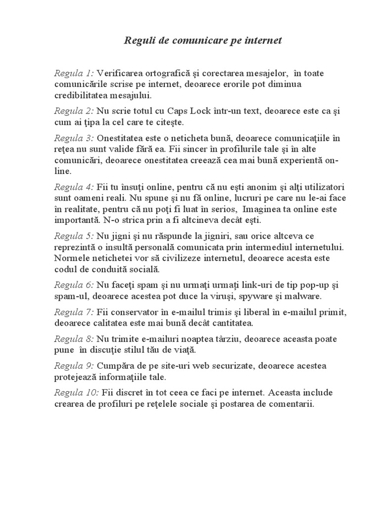 Reguli de Comunicare Pe Internet | PDF