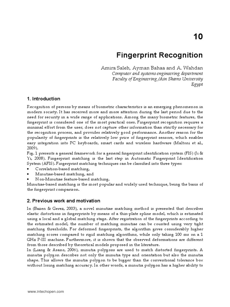 Fingerprint Recognition System | PDF | Fingerprint | Sequence Alignment