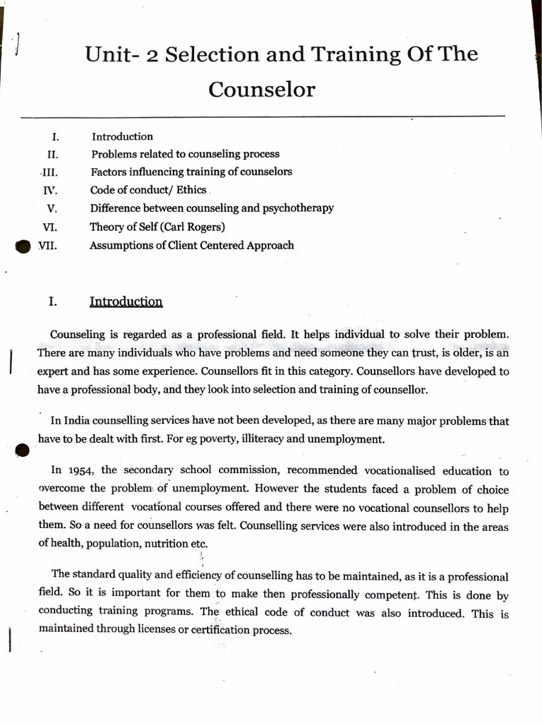 Unit-2 COUNSELLING | PDF | Psychotherapy | Psychological Concepts