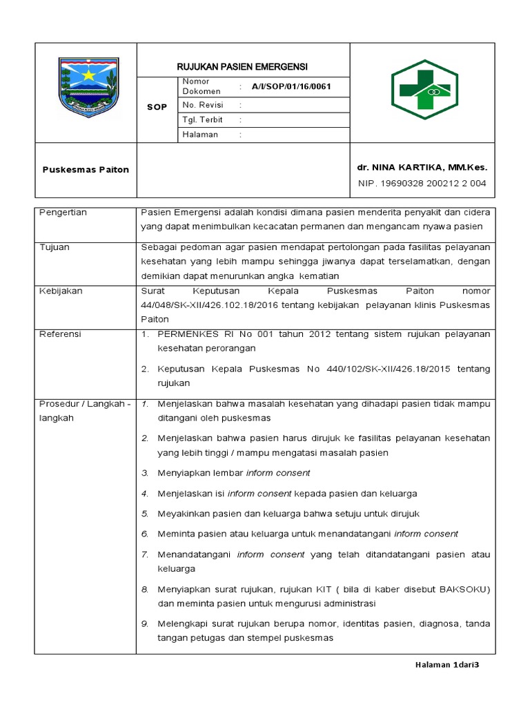 SOP Rujukan 2023 | PDF