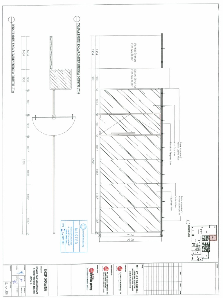 381 Denah & Tampak Partisi Kaca Ruang GM Dep. Energi & Industri Lantai ...