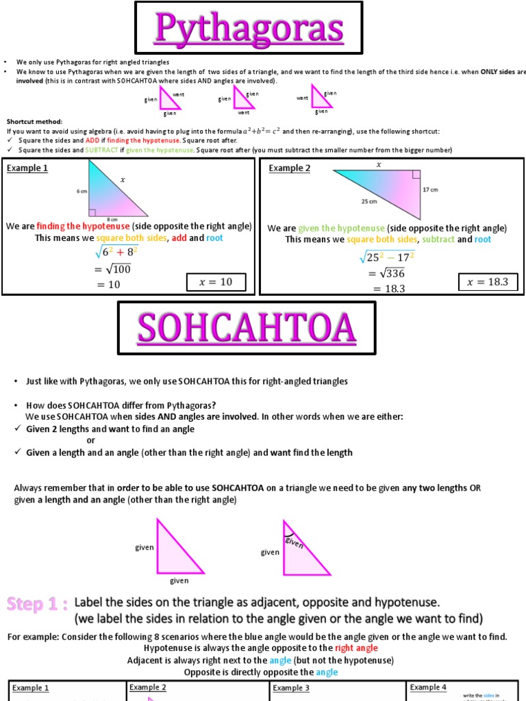 Pythagroas and SOHCAHTOA | PDF | Triangle | Triangle Geometry