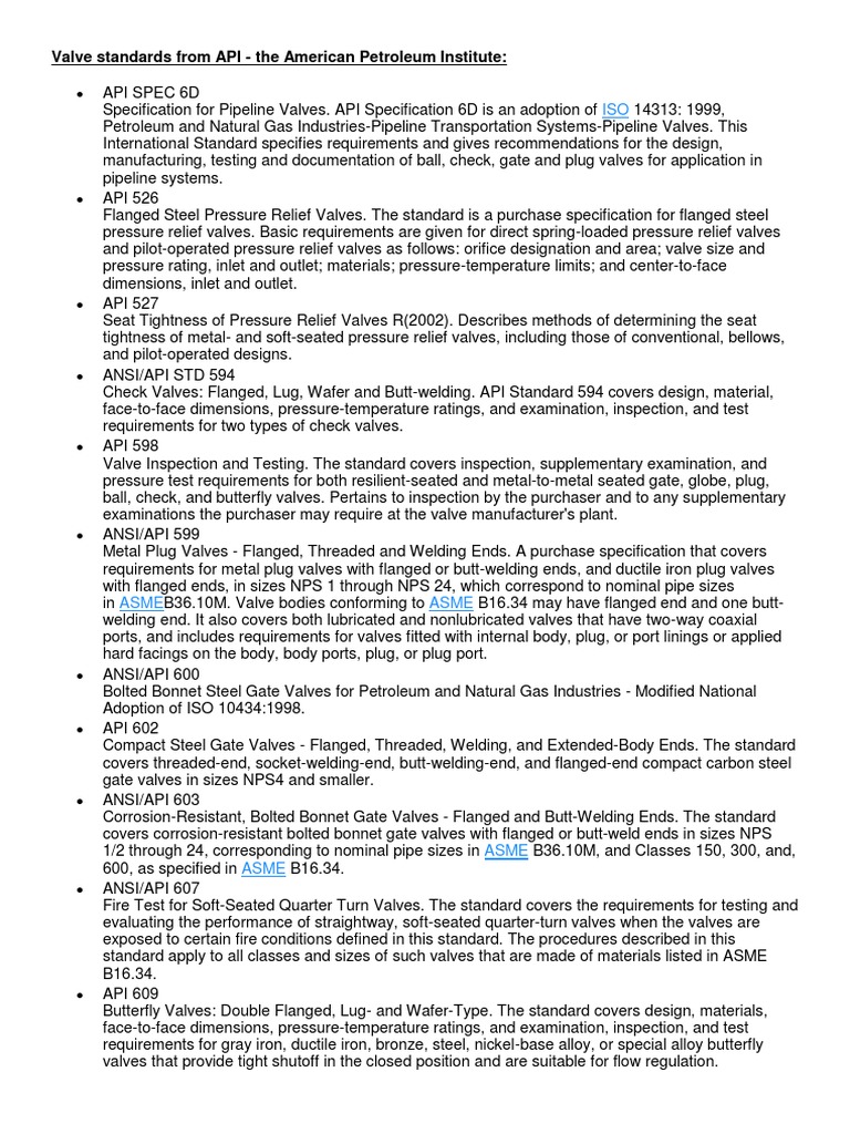 Valve Standards | PDF | Pipe (Fluid Conveyance) | Valve