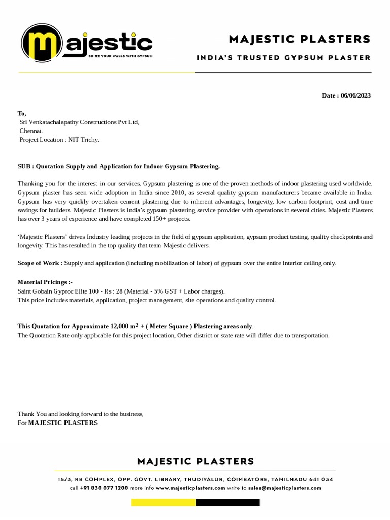 Sri Venkatachalapathy Constructions (NIT) Quote | PDF | Plaster | Building Engineering