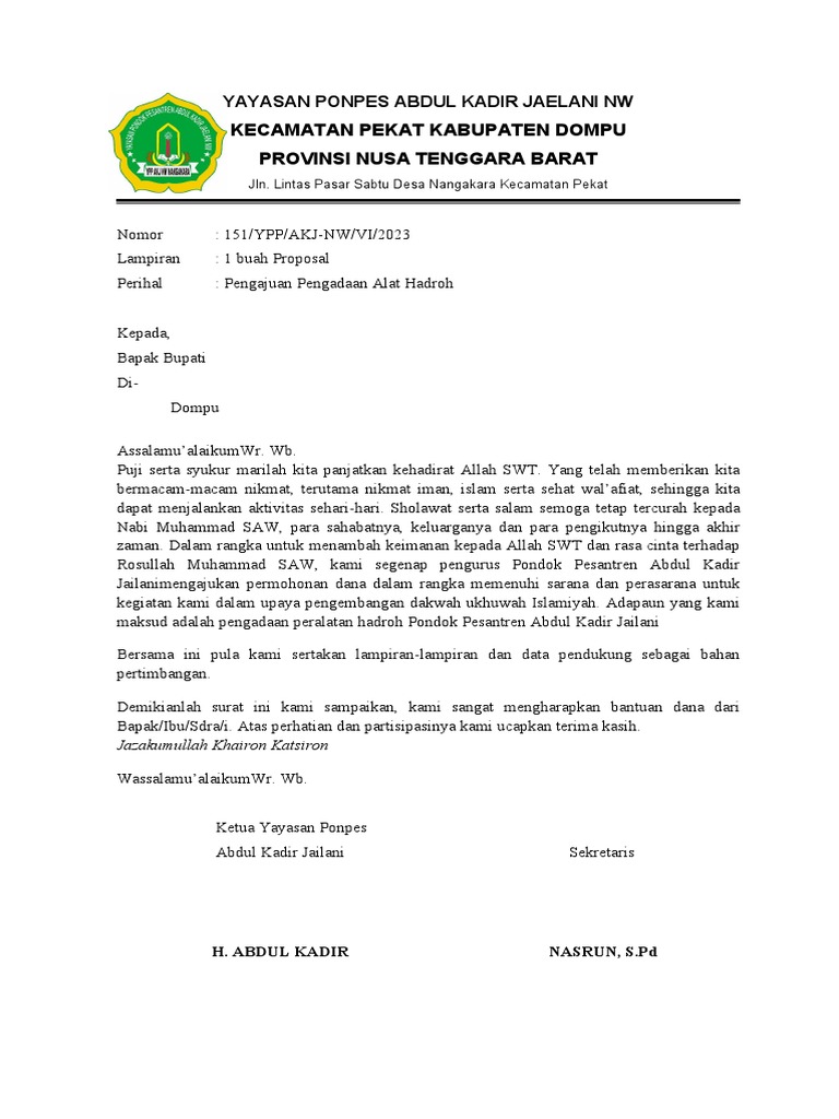 Contoh Proposal Pengajuan Pengadaan Alat | PDF