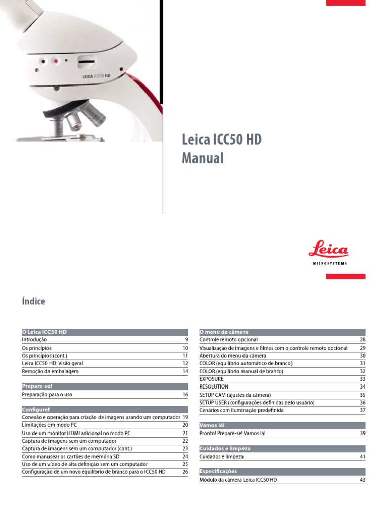 Manual da Câmera Leica ICC50 HD | PDF