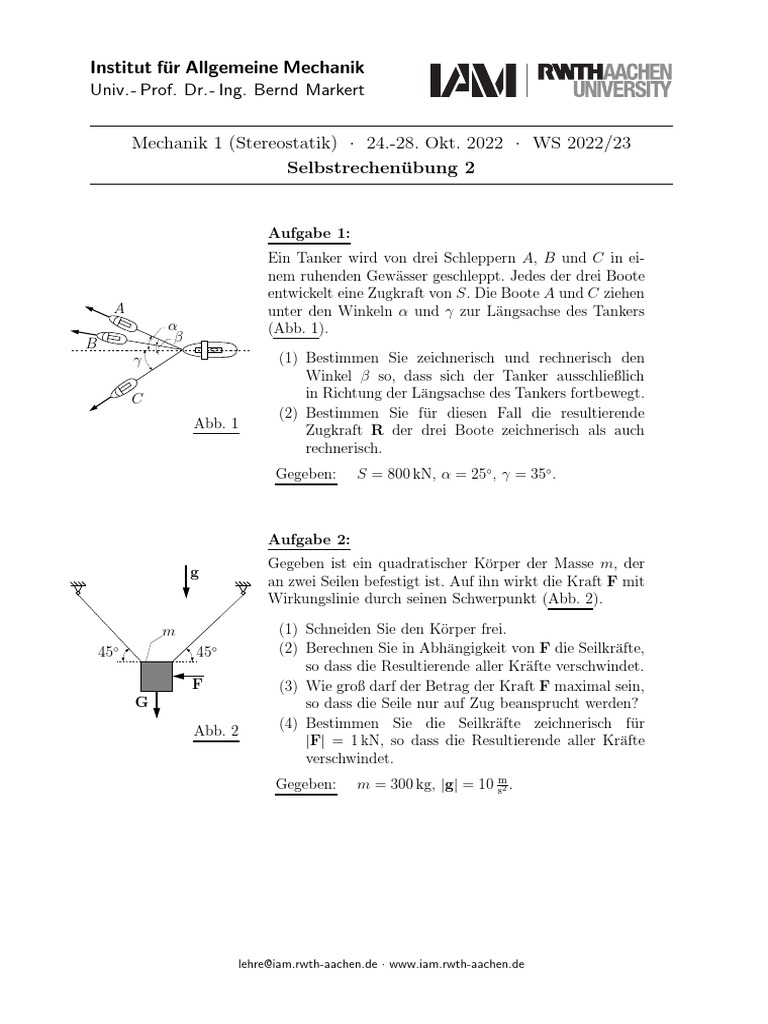 Institut F Ur Allgemeine Mechanik Univ.-Prof. Dr. - Ing. Bernd Markert ...