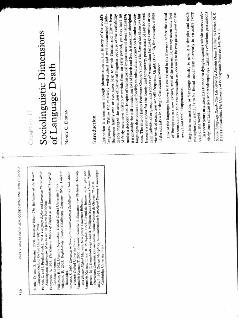 Dorian - SL Dimensions of Language Death 10-5 | PDF