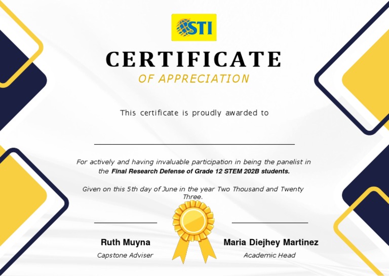 Blue and Yellow Minimalist Employee of The Month Certificate | PDF