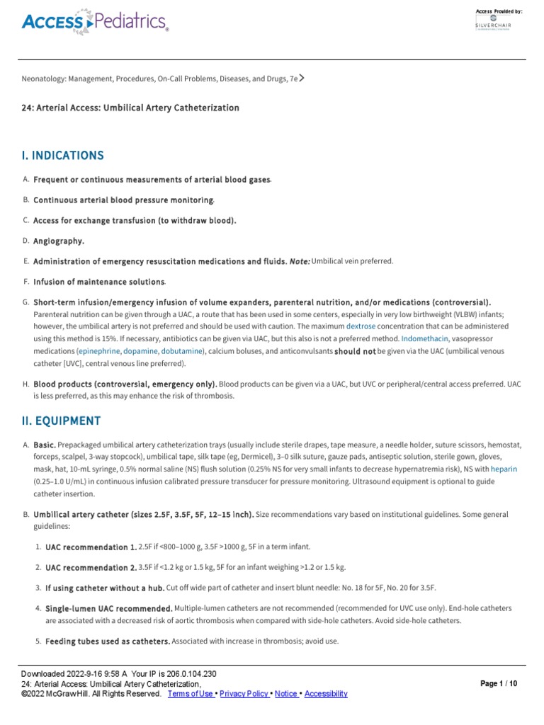 24 - Arterial Access - Umbilical Artery Catheterization | PDF | Intravenous Therapy | Ischemia