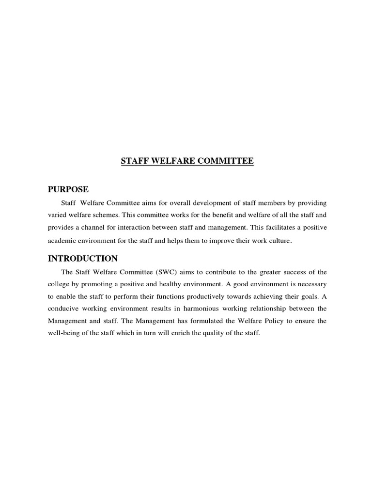 Staff Welfare Committee | PDF