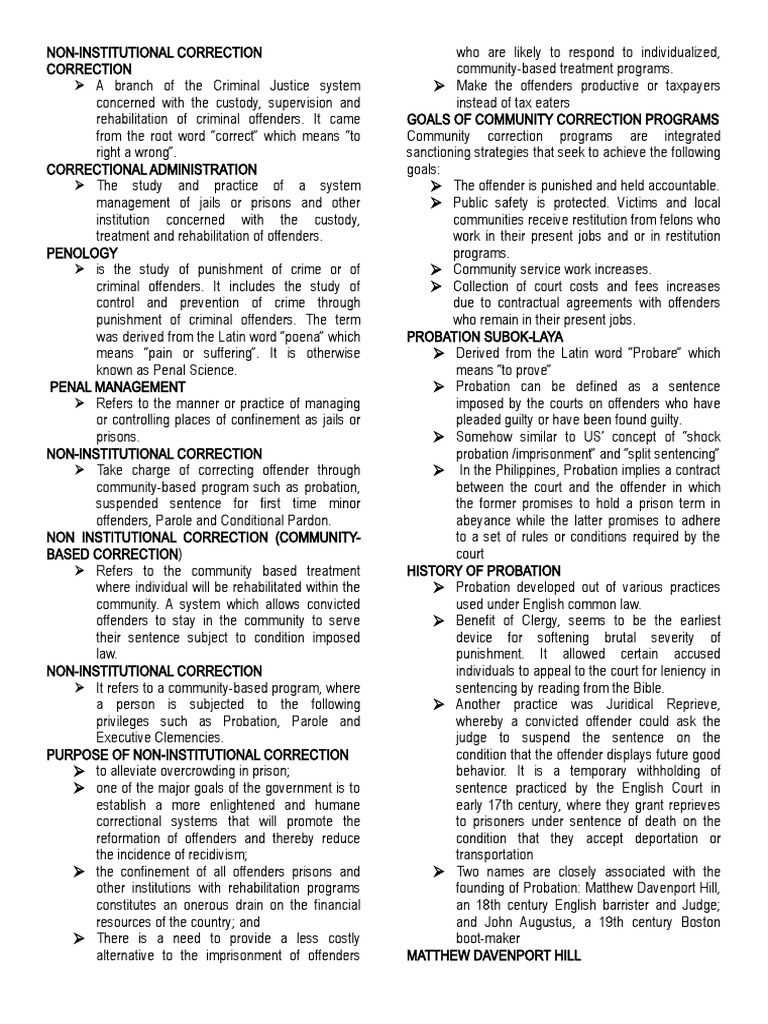 Non Institutional Correction Reviewer | PDF | Social Science Non Institutional Correction Reviewer | PDF | Social Science