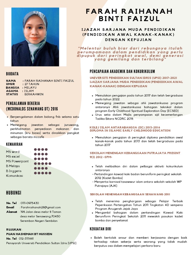 Resume Farah Raihanah | PDF