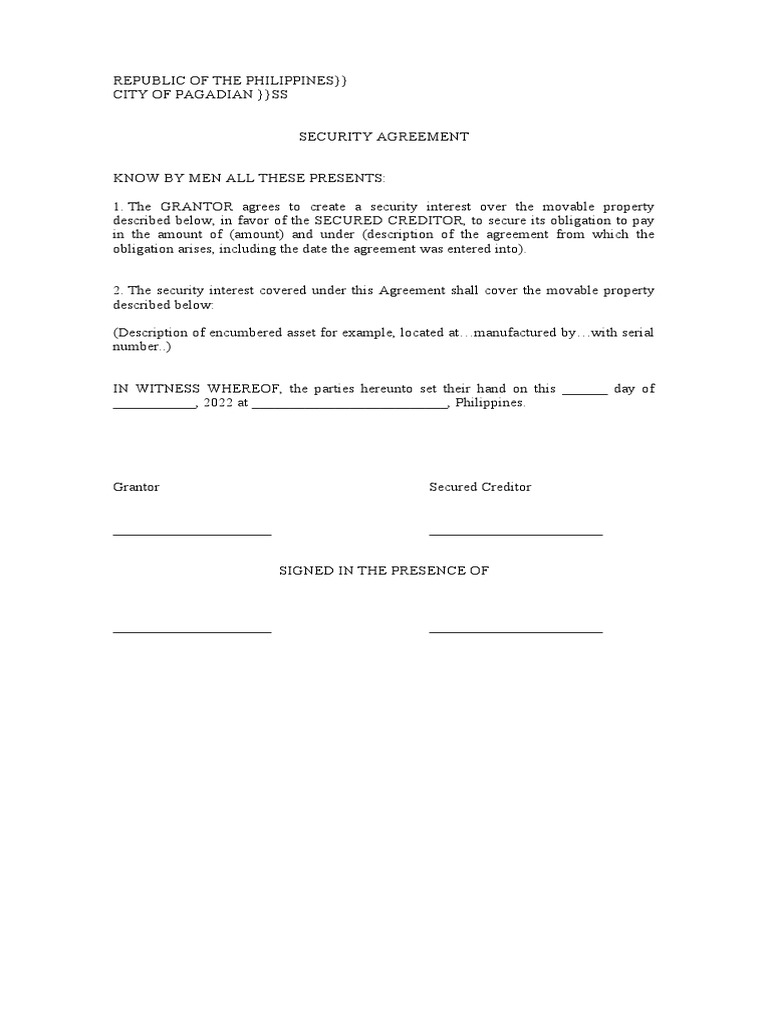 Security Agreement | PDF | Security Interest | Power Of Attorney
