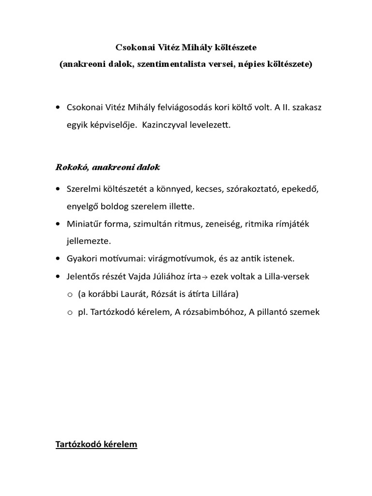 Csokonai Vitéz Mihály Költészete | PDF