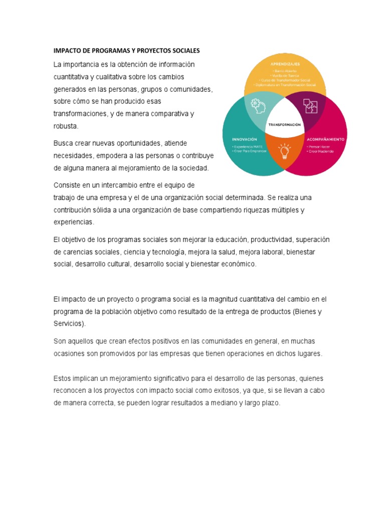Impacto de Programas y Proyectos Sociales | PDF