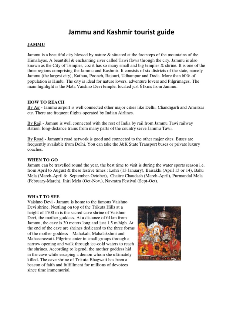 Jammu and Kashmir Tourism Guide | PDF | Religion And Belief | Nature