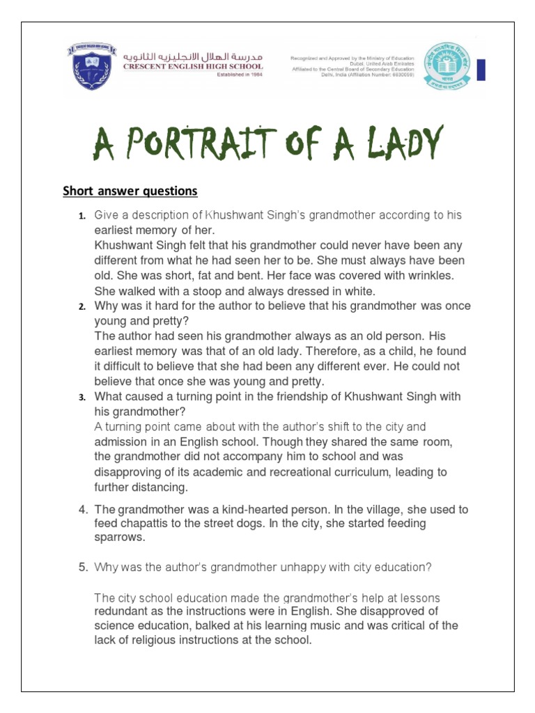 A Portrait of A Lady (Q&a) | PDF