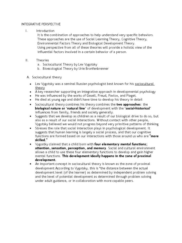 Integrative Perspective 2 | PDF | Developmental Psychology | Cognitive ...