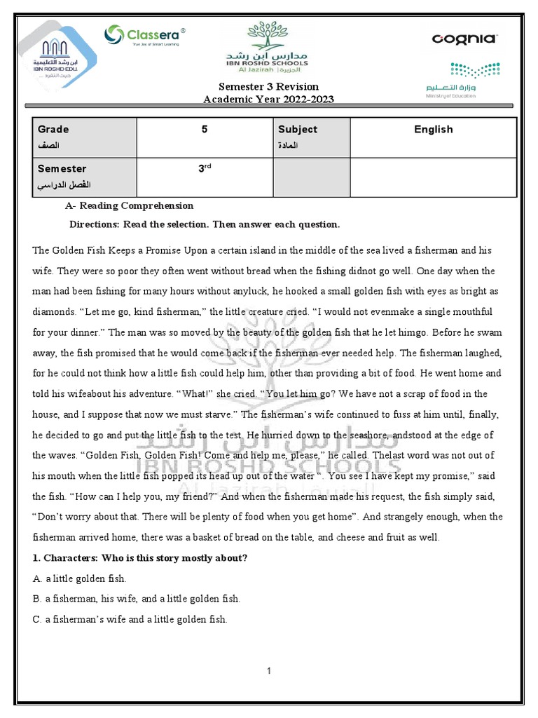 Gr5 English Revision Sheet Sem3 Final Exams | PDF | Adjective | Sentence (Linguistics)