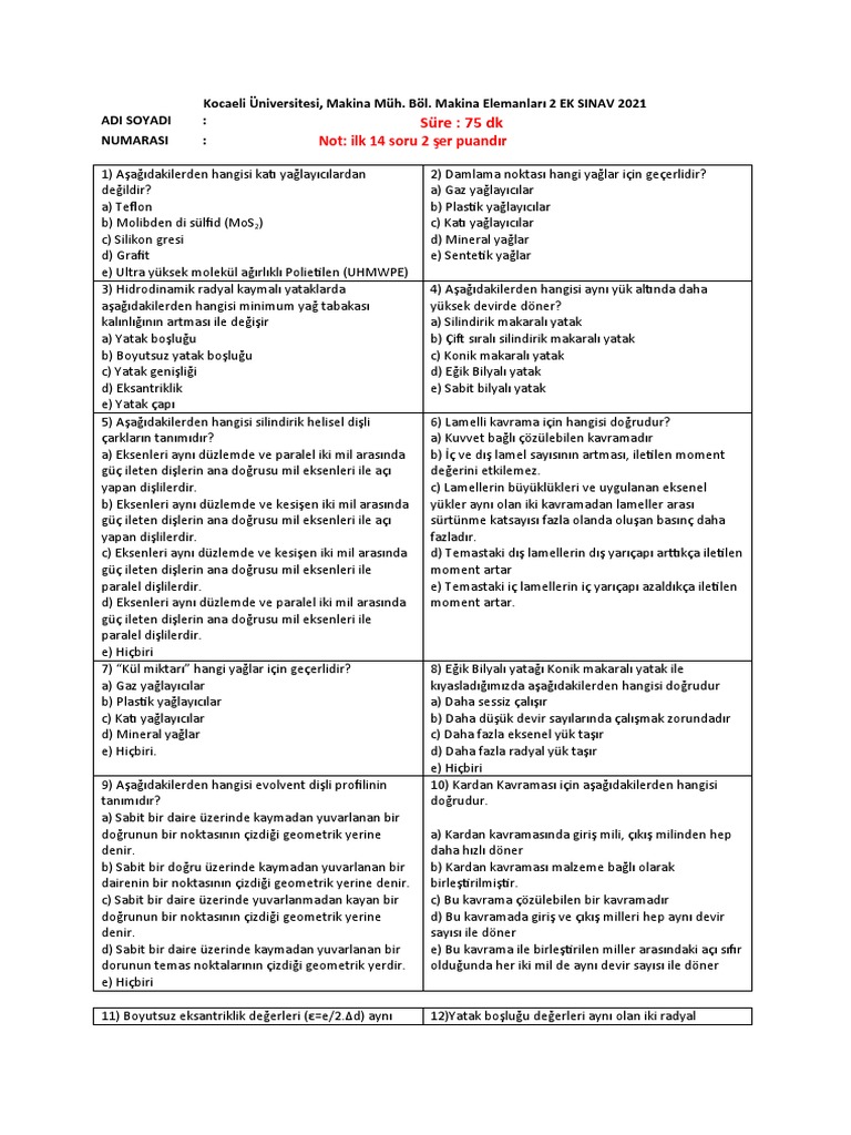 Makel 2 EK SINAV SORULAR | PDF