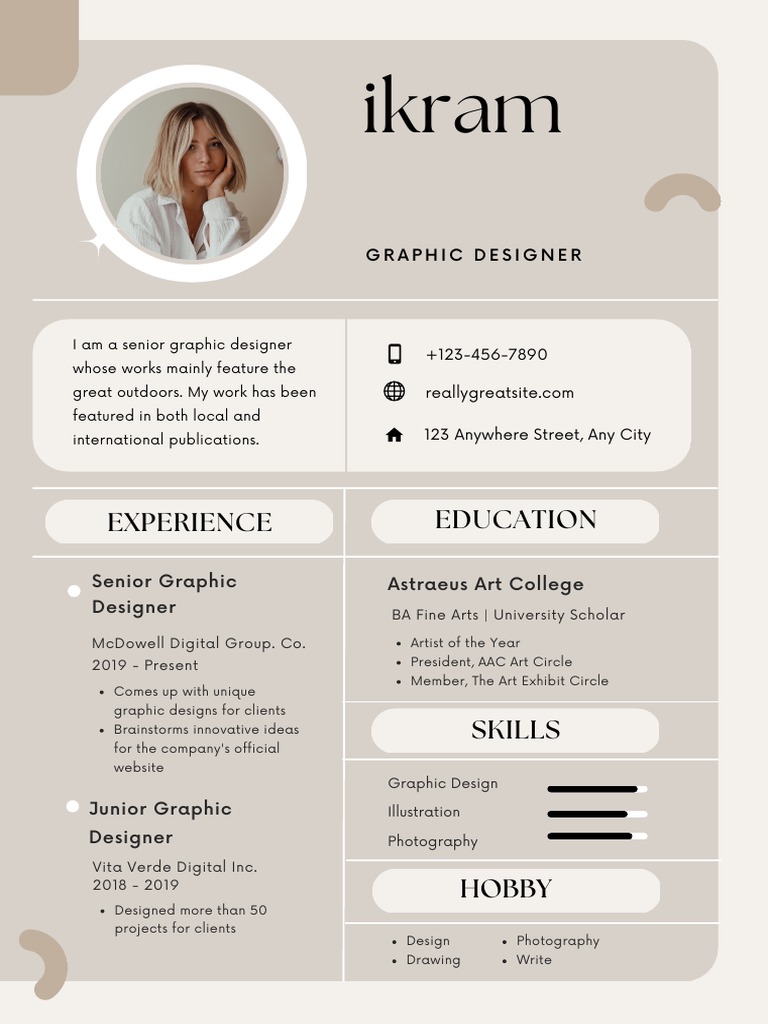 Brown and White Minimalist Graphic Designer CV Resume | PDF