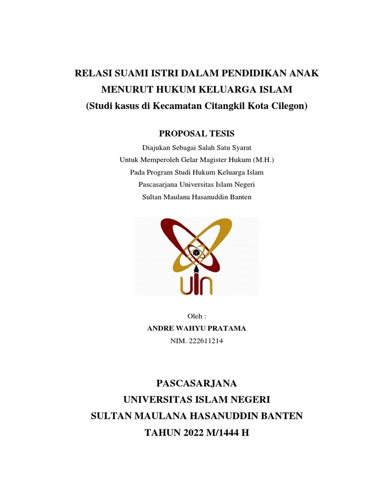 Proposal Tesis Andre W.P - Relasi Suami Istri Pada Pendidikan Anak ...