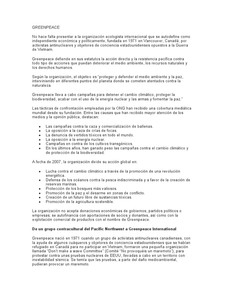Greenpeace | PDF | Entorno natural | Ciencias de la Tierra