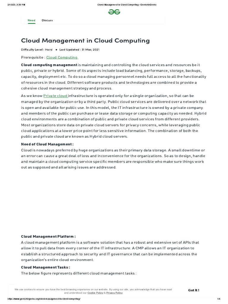 Cloud Management in Cloud Computing | PDF | Cloud Computing | Computing
