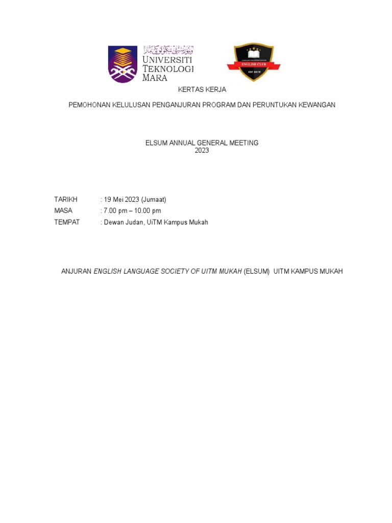 Kertas Kerja Elsum BGM 2023 Final | PDF