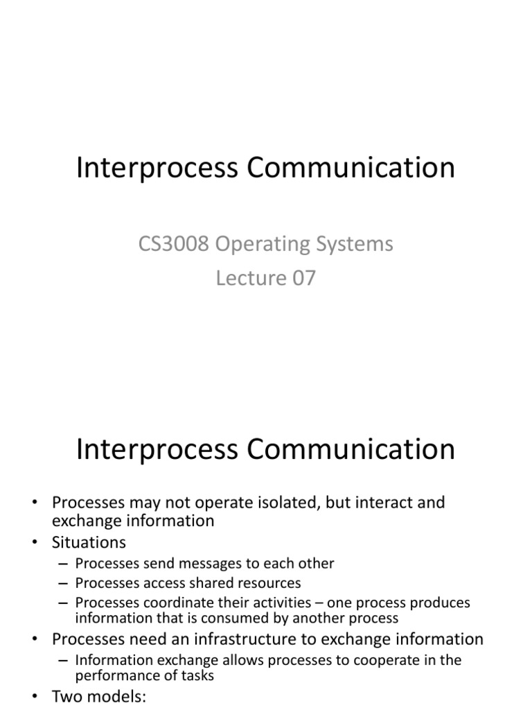 Lecture07 Interprocess Communication Pdf