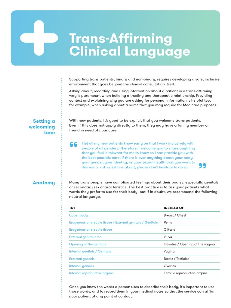 Trans+Affirming+Clinical+Language+Guide Final | PDF | Sex Organ ...