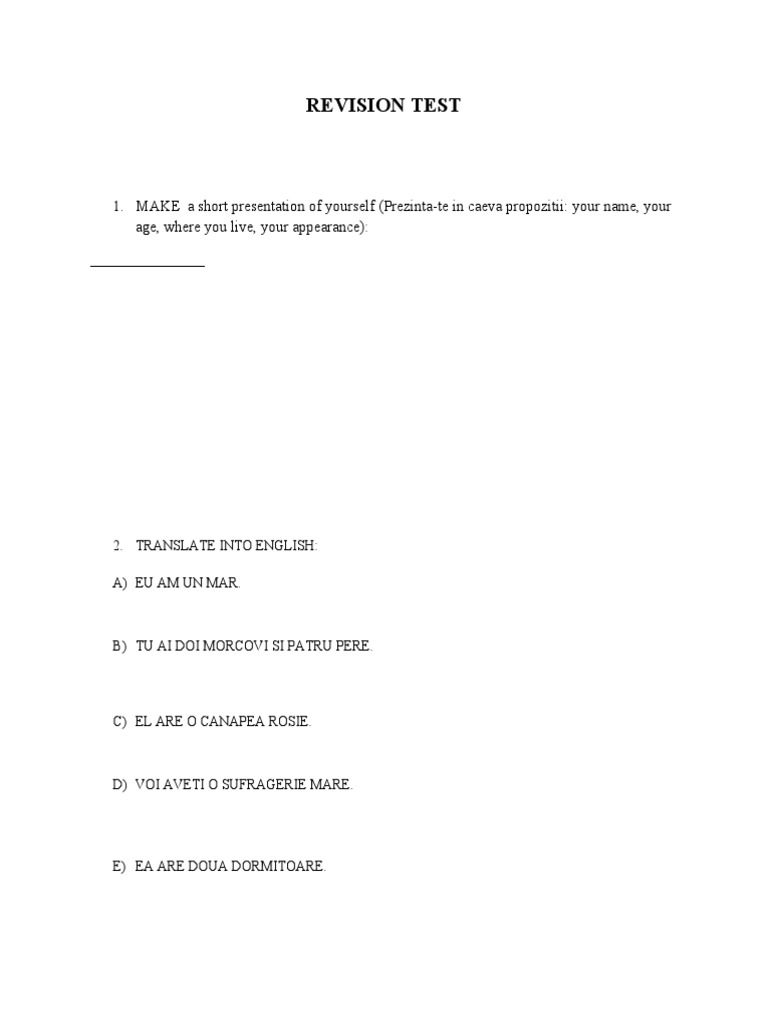 Revision Test Cls A 2 A | PDF
