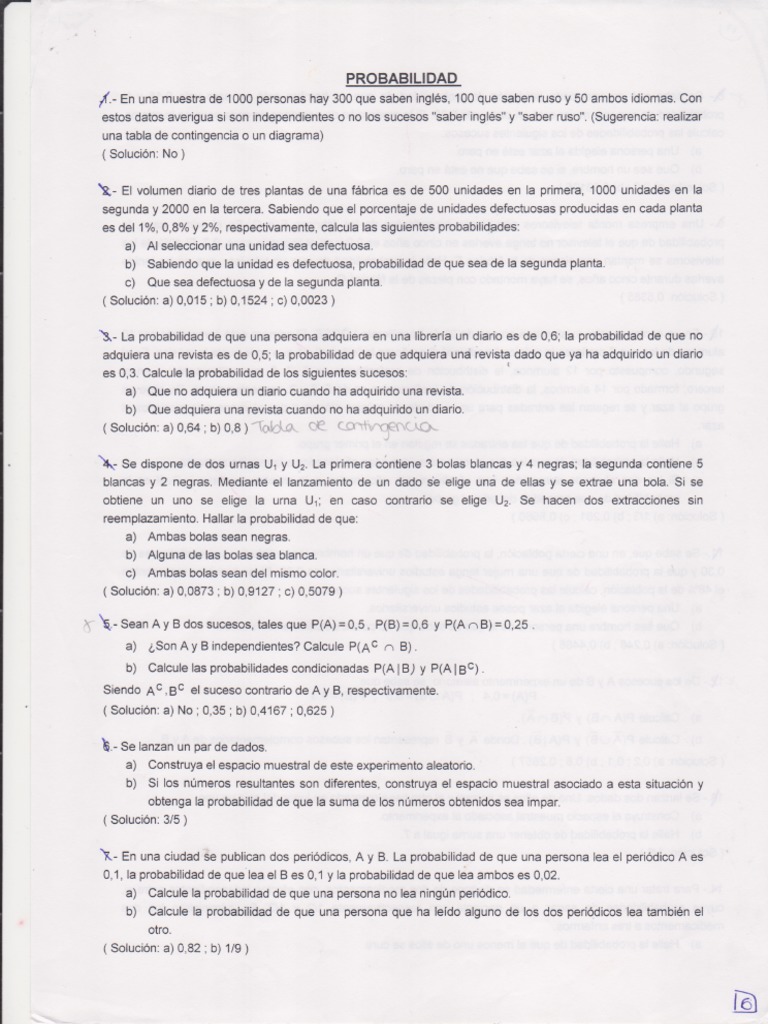 Ejercicio Probabilidad II | PDF