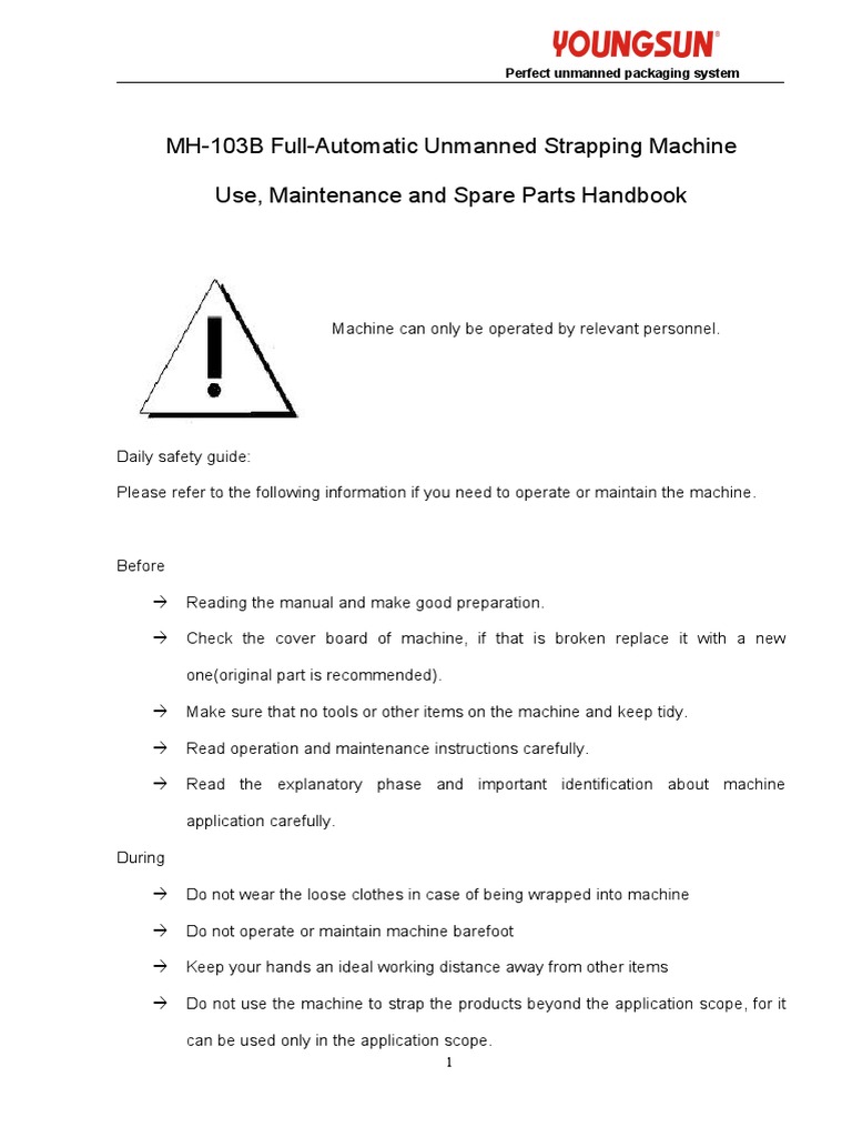 MH-103B Strapping Machine Manual | PDF