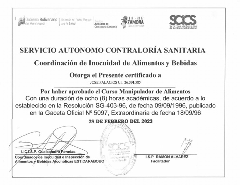 Curso de Manipulacion de Alimentos Venezuela | PDF Curso de Manipulacion de Alimentos Venezuela | PDF