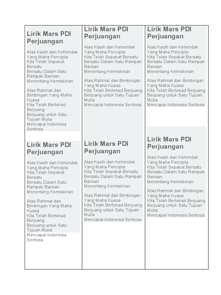 Lirik Mars PDI Perjuangan | PDF