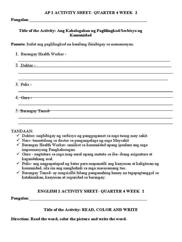 Ap 2 Activity Sheet Pdf