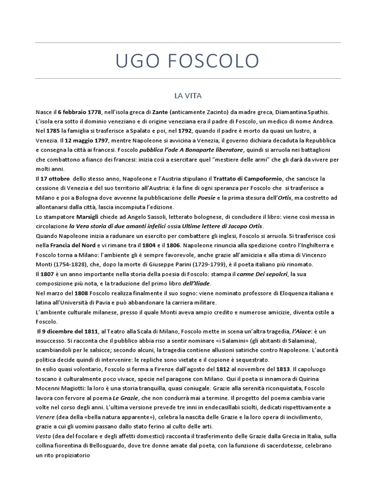 Ugo Foscolo | PDF