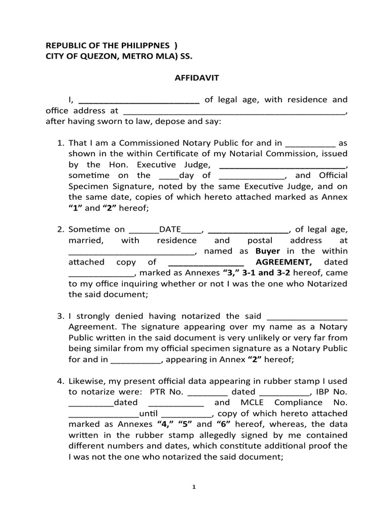 Affidavit of Sample Agreement | PDF