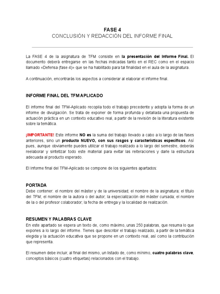 ORIENTACIONES Fase4 TFM APLICADO ESP | PDF | Evaluación | Estilo apa